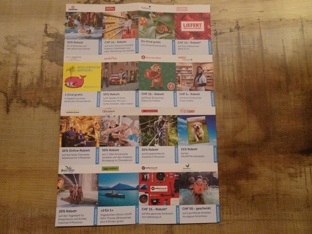 1 Bogen mit 16 diversen Gutscheinen - 221221 (Neu (gemäss Beschreibung ...