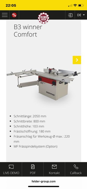 Kreissäge/Fräsmaschine Hammer B3 winner (Gebraucht) in Madiswil für CHF ...