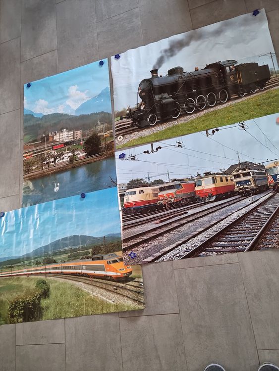 4 Schweizer Zug Poster SBB CFF FFS Dampflok Re 4/4 II TEE (Gebraucht ...