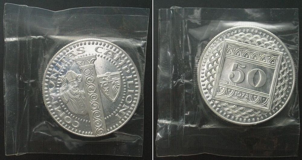 CAMPIONE D'ITALIA 50 Franken 1972 Silber OVP RAR! PP (Gebraucht) in ...