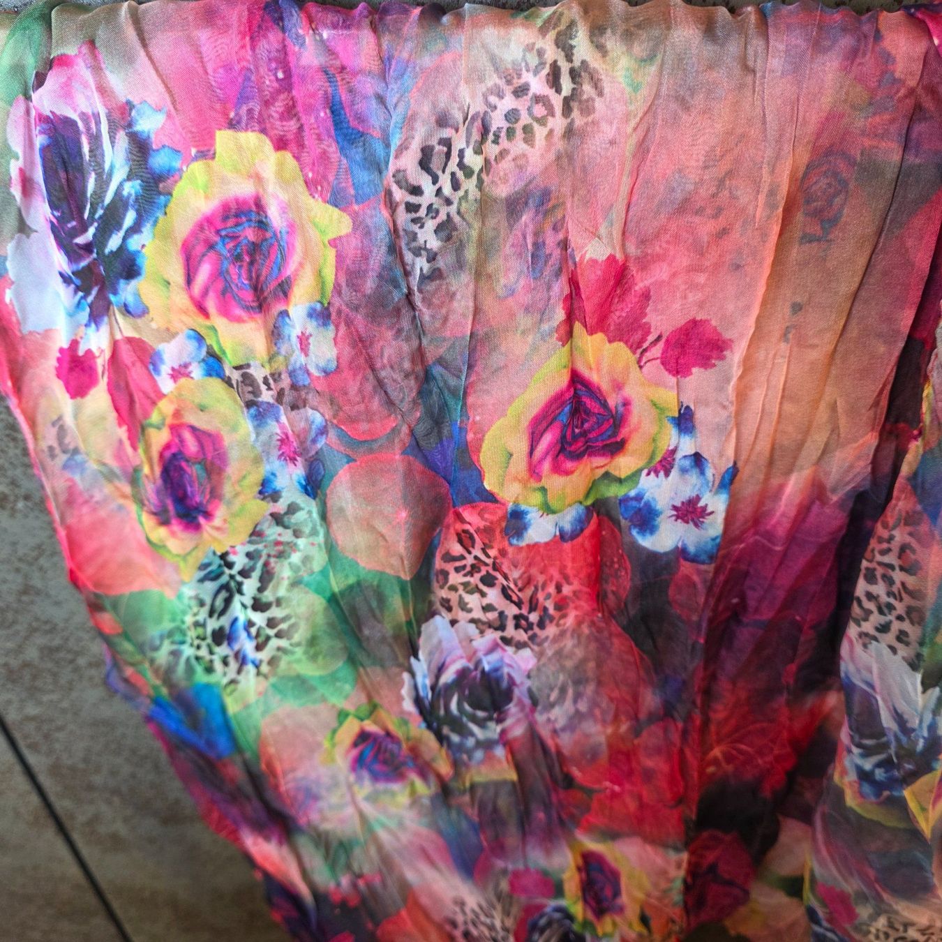 🐸 FOULARD HALSSCHLAUCH LOOP SCHAL HALSTUCH CRINKLE BLUMEN (Neu (gemäss ...