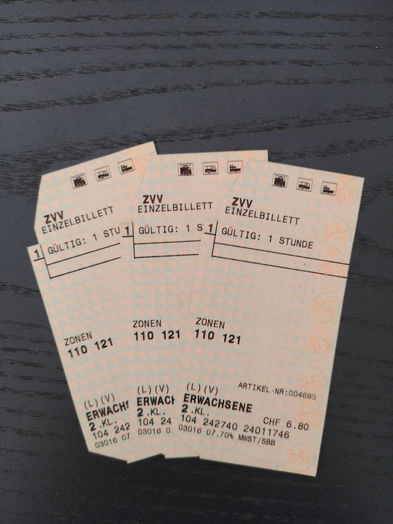 🔥AB 1 Fr.🔥 ZVV Einzelbilett, Zonen 110 & 121 (Neu (gemäss Beschreibung ...