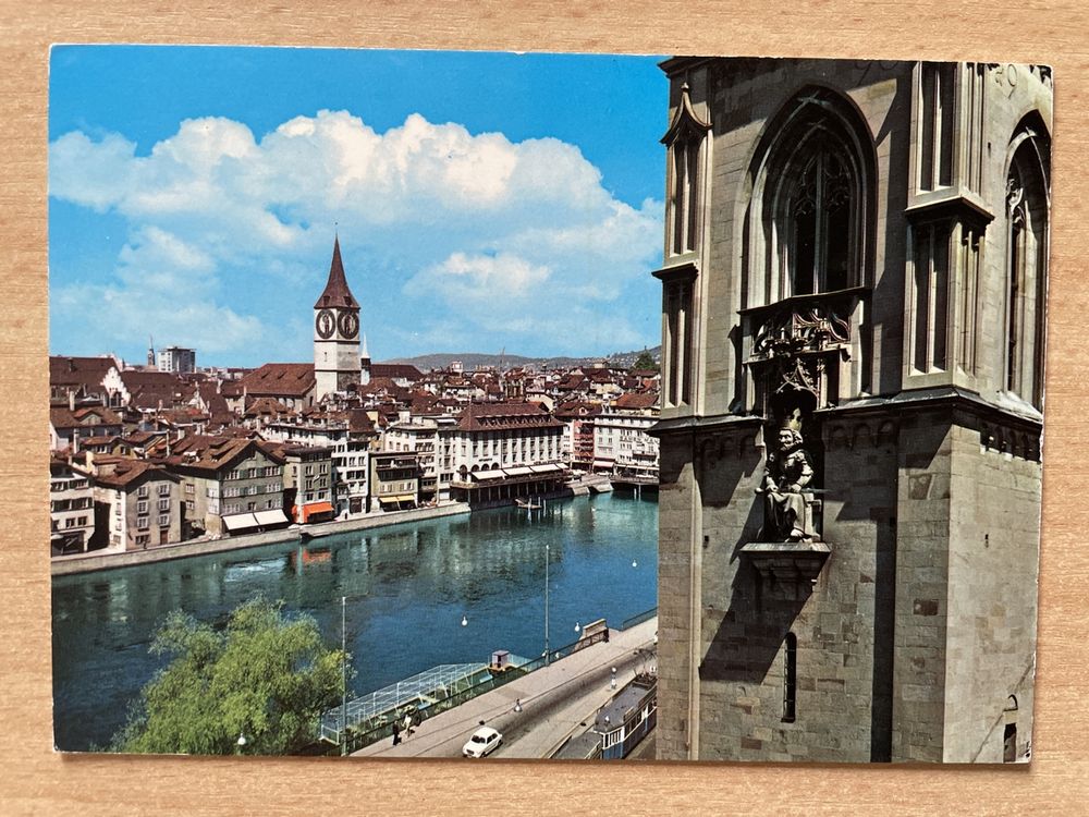 Vintage Postkarte Zürich Limmat Fraumünster St. Peter | Kaufen auf Ricardo