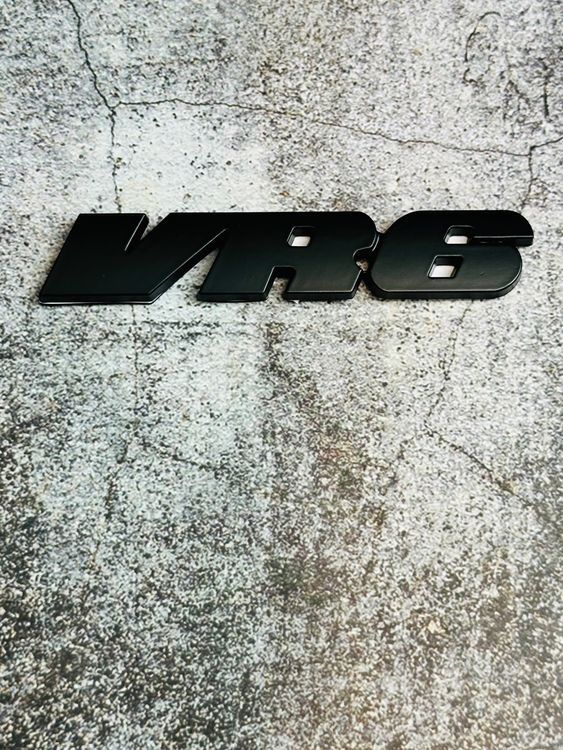 VW VR6 Emblem Schriftzug Logo aus Metall NEU Schwarzmatt | Kaufen auf ...
