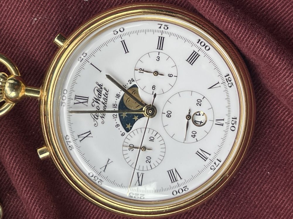Aerowatch Neuchatel Taschenuhr Chronograph Valjoux 7760 Mond (Gebraucht ...