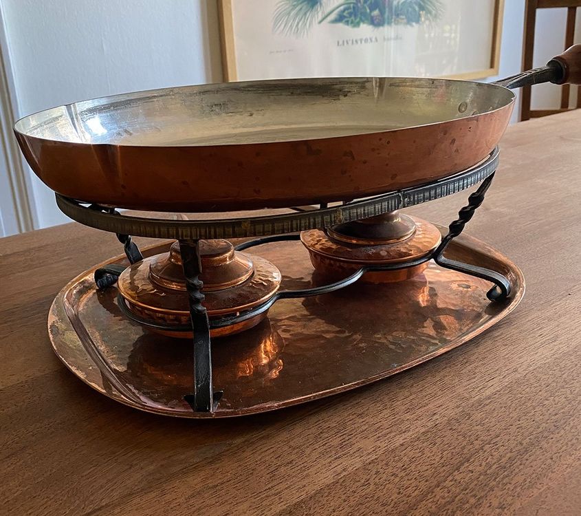 Rechaud/Flambierset aus Kupfer mit Pfanne von Stöckli (Gebraucht) in ...