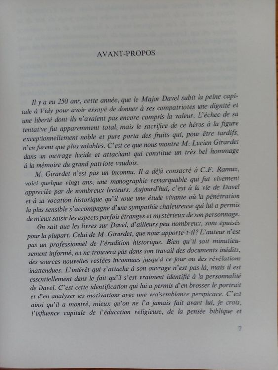 Le Major Davel par Lucien Girardet, 1974 (D'occasion) à Rossens FR pour ...