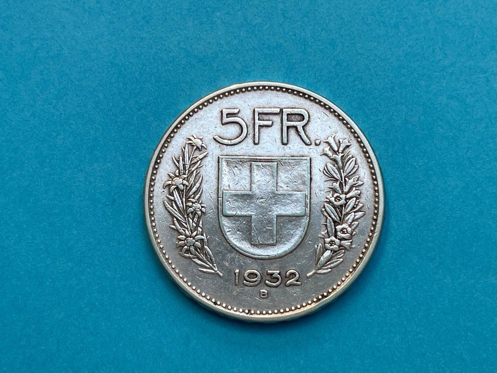 Silbermünze 5 Fr. 1932 (Fünfliber) (Gebraucht) in Buonas für CHF 8 – mit Lieferung auf Ricardo ...