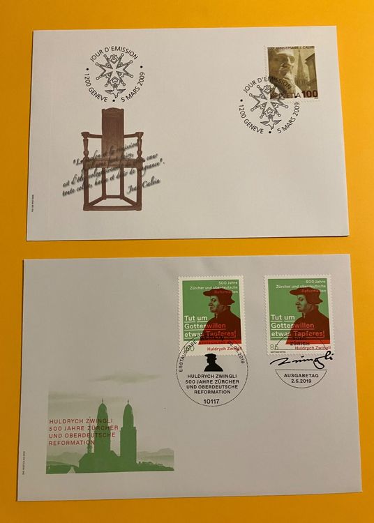 3x FDC Johannes Calvin + Huldrych Zwingli Reformation (Gebraucht) in ...