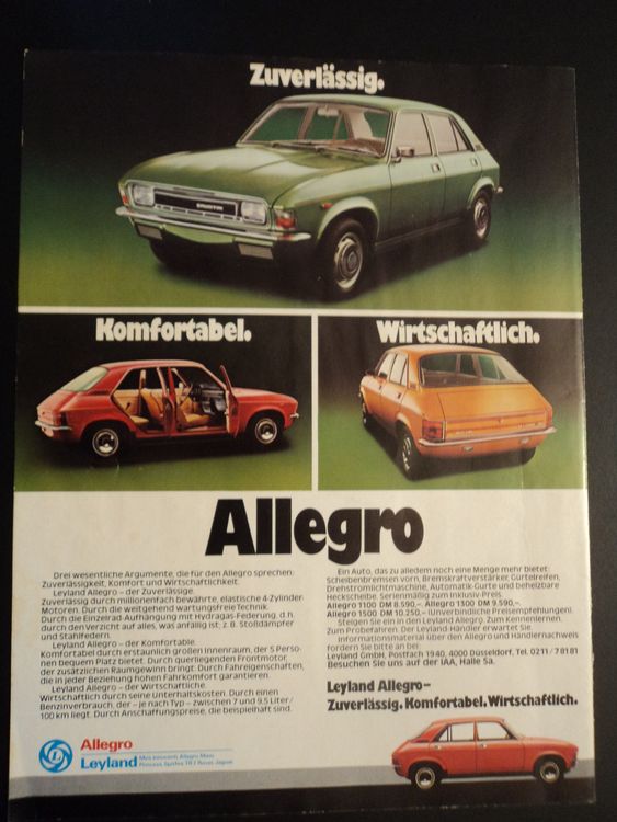 Prospekt Werbung Austin Allegro 1977 | Kaufen auf Ricardo