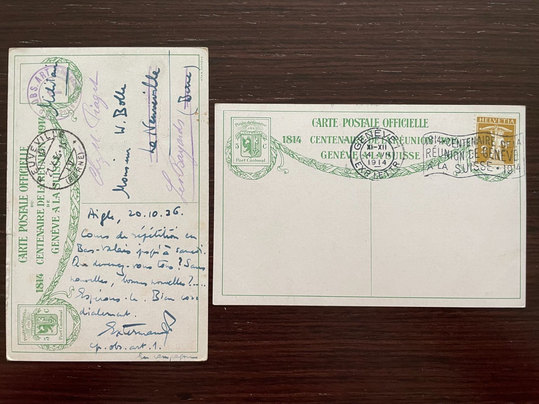 GENÈVE Centenaire de la Reunion de Genève à la Suisse, 1914 (Gebraucht ...