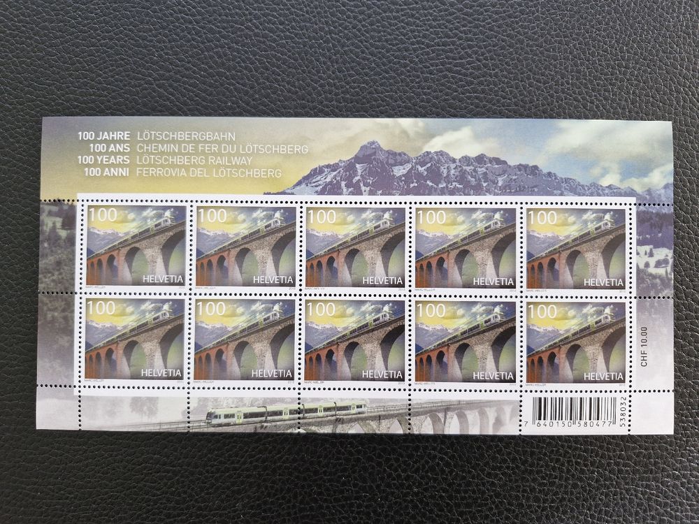 100 Jahre Lötschbergbahn Briefmarkenbogen postfrisch Top | Kaufen auf Ricardo