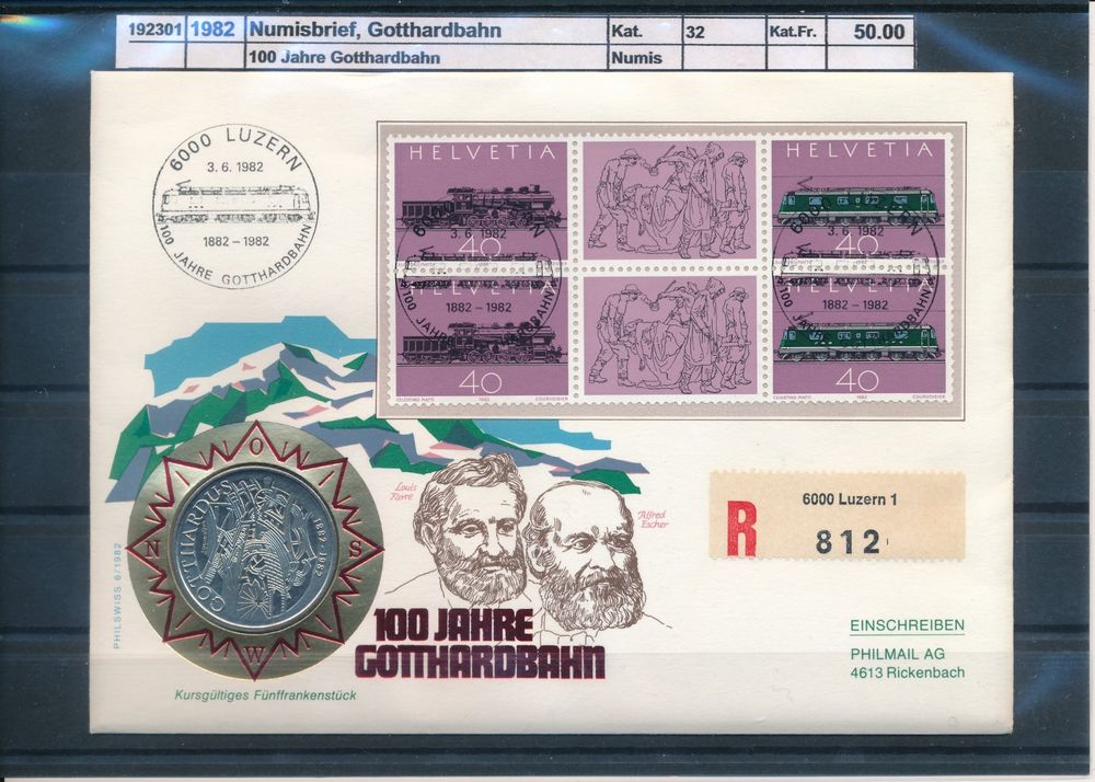 1982 "100 Jahre Gotthardbahn" - Numisbrief | Kaufen auf Ricardo
