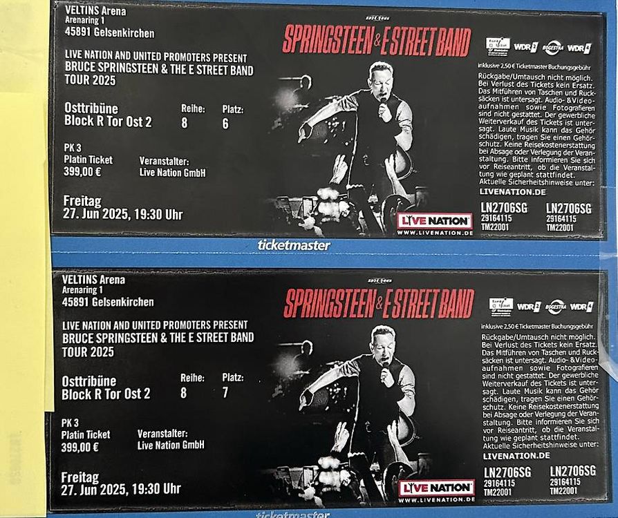 BRUCE SPRINGSTEEN / 27. Juni 2025 / VELTINS Arena GE (Gebraucht) in ...