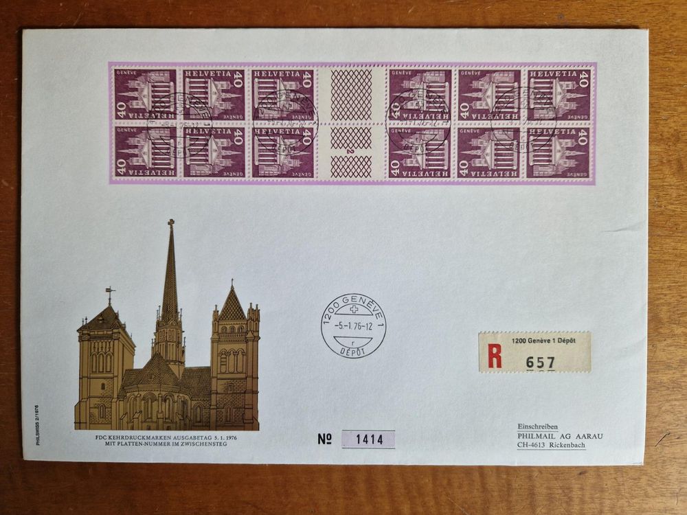 Gross Brief FDC Kehrdruckmarken Genève 5.1.76 | Kaufen auf Ricardo