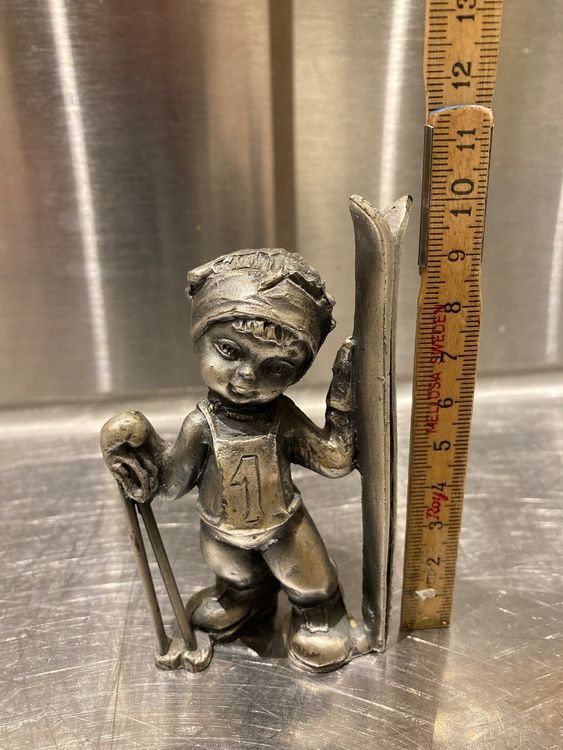 Statuette en étain: skieur enfant / Zinn Figure | Kaufen auf Ricardo
