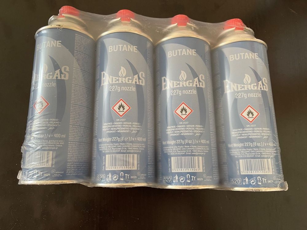 Energas 227g Butan Gaskartuschen mit Ventil (4er Pack) (Neu und ...