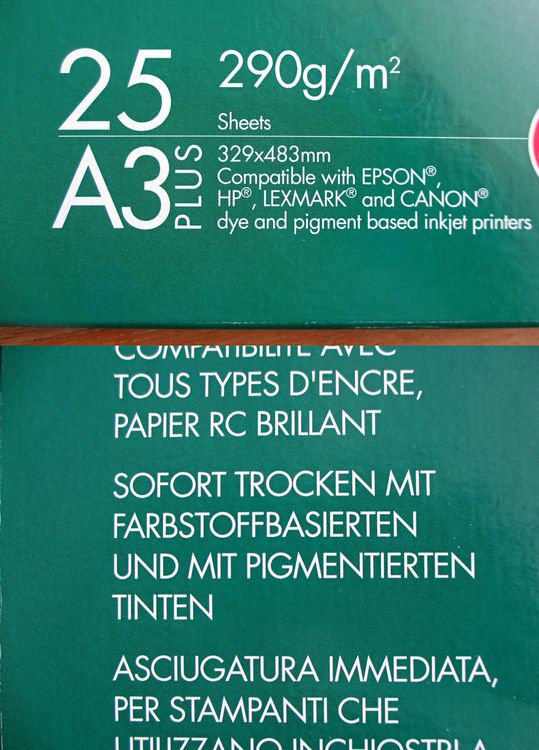 Ilford Fotopapier Galerie Smooth gloss paper 290g Format A3+ (Nuovo (secondo la descrizione)) a ...