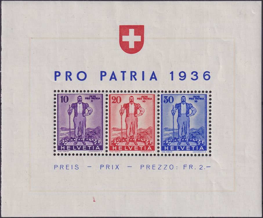 1936, W8 (Pro Patria-Block) tadellos postfrisch. Kat: 140.-+ (Gebraucht ...