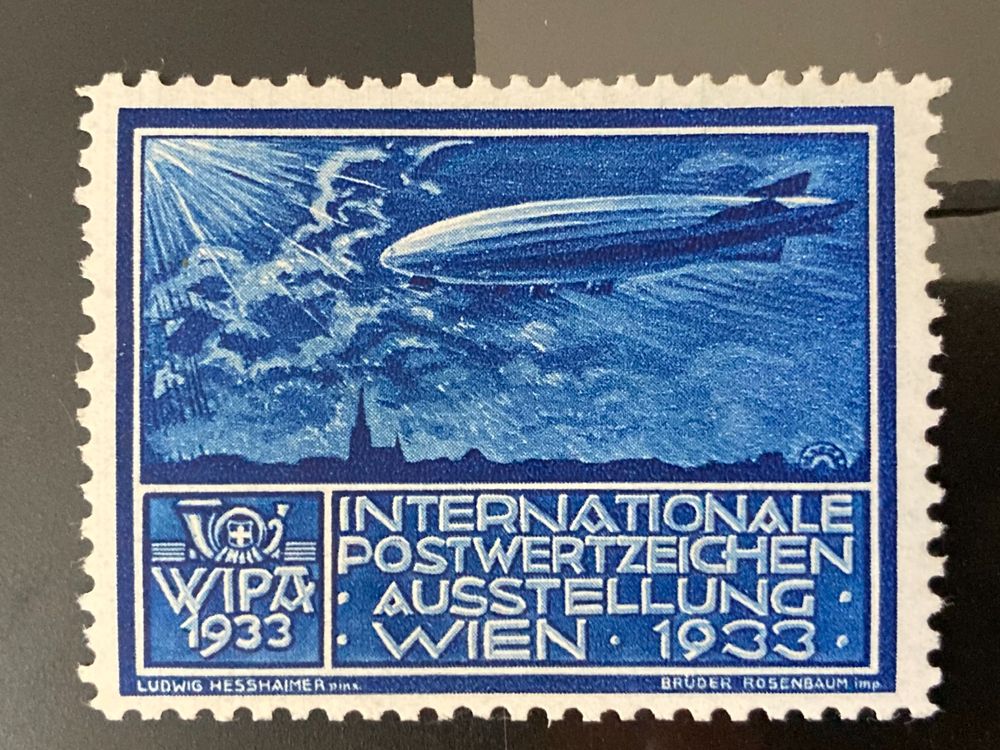 Österreich 1933 Vignette WIPA dunkelblau Luftschiff (Neu (gemäss Beschreibung)) in Liestal für ...