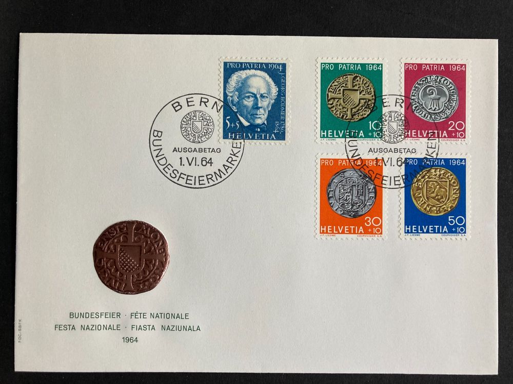 Schweiz 1964 Satz Pro Patria alte Münzen ill. Ersttagsbrief (Neu (gemäss Beschreibung)) in ...