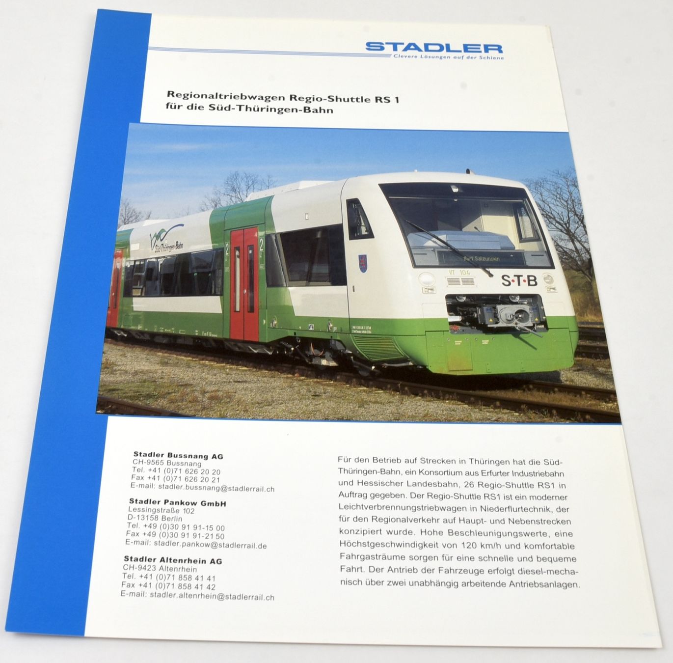 Datenblatt STADLER Süd-Thüringen-Bahn (Gebraucht) in Eiken für CHF 1 – mit Lieferung auf Ricardo ...