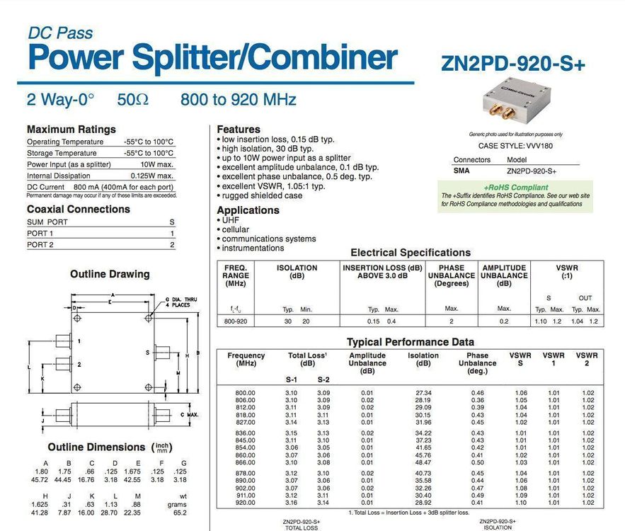 Mini-Circuit ZN2PD-920-S Power Splitter (Neu (gemäss Beschreibung)) in ...