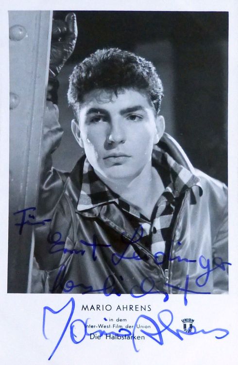 Mario Ahrens - Schauspieler - Autogramm DIE HALBSTARKEN (Gebraucht) in ...