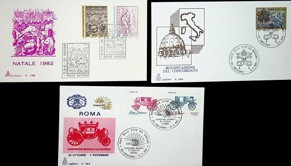 VATICAN 3 FDC 1982 + 1985 /N821 (Gebraucht) in Estavayer-le-Lac für CHF ...