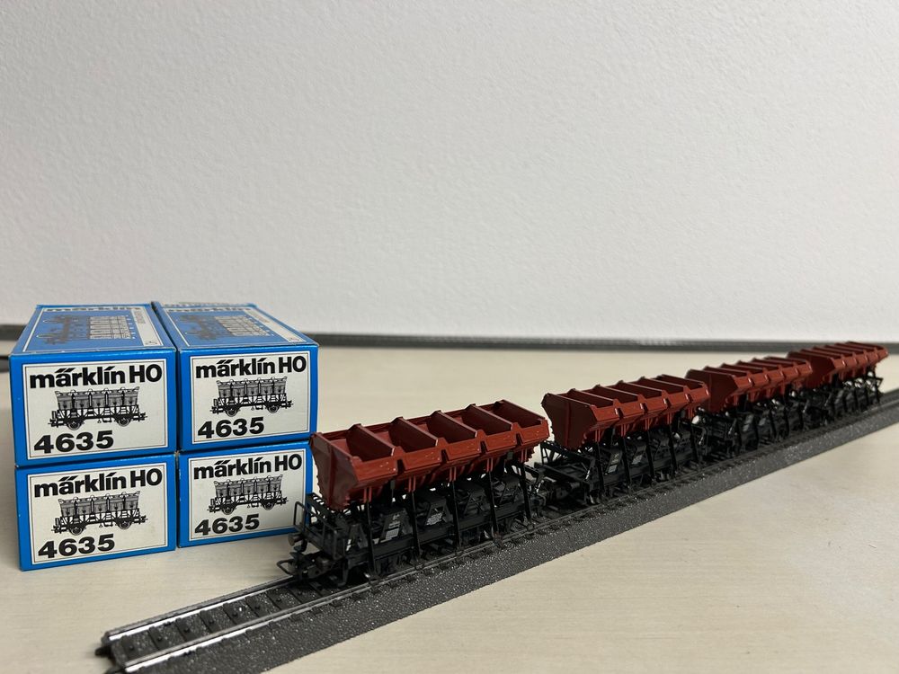 4x Märklin 4635 Muldenkippwagen Güterwagen H0 (Neu und originalverpackt ...