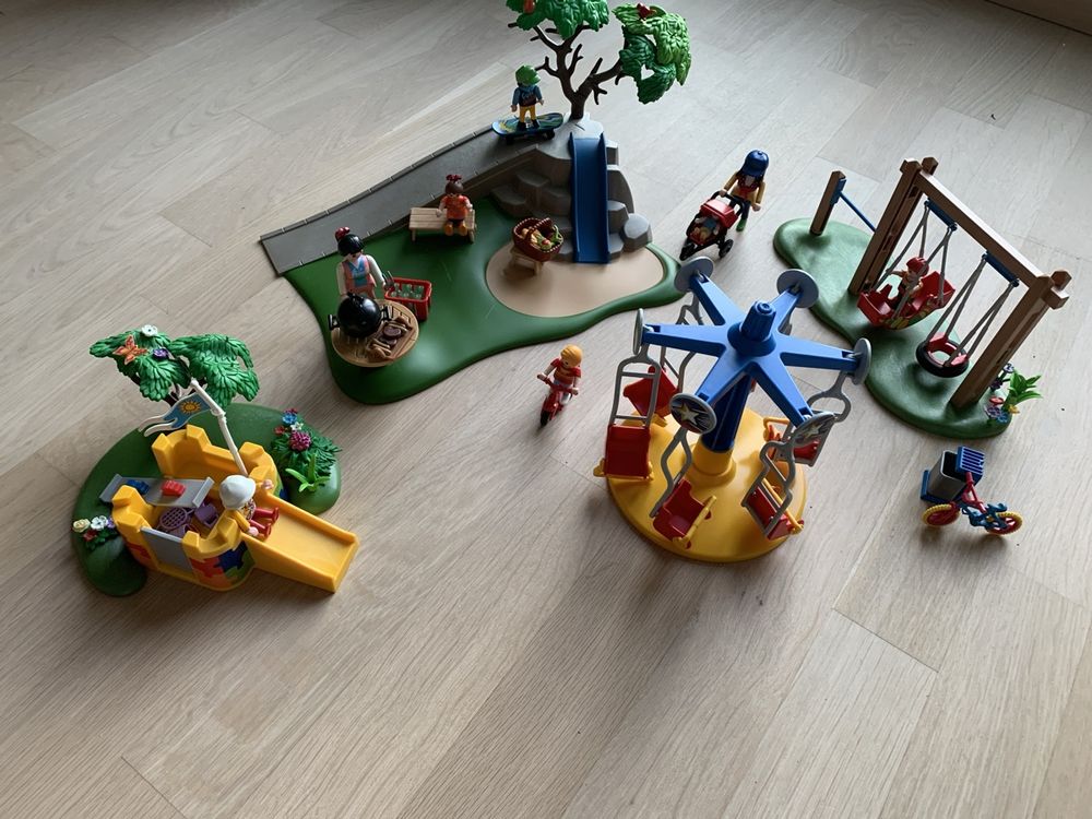 Playmobil Figuren Spielplatz Karussell Rutsche Schaukel Set (Gebraucht ...
