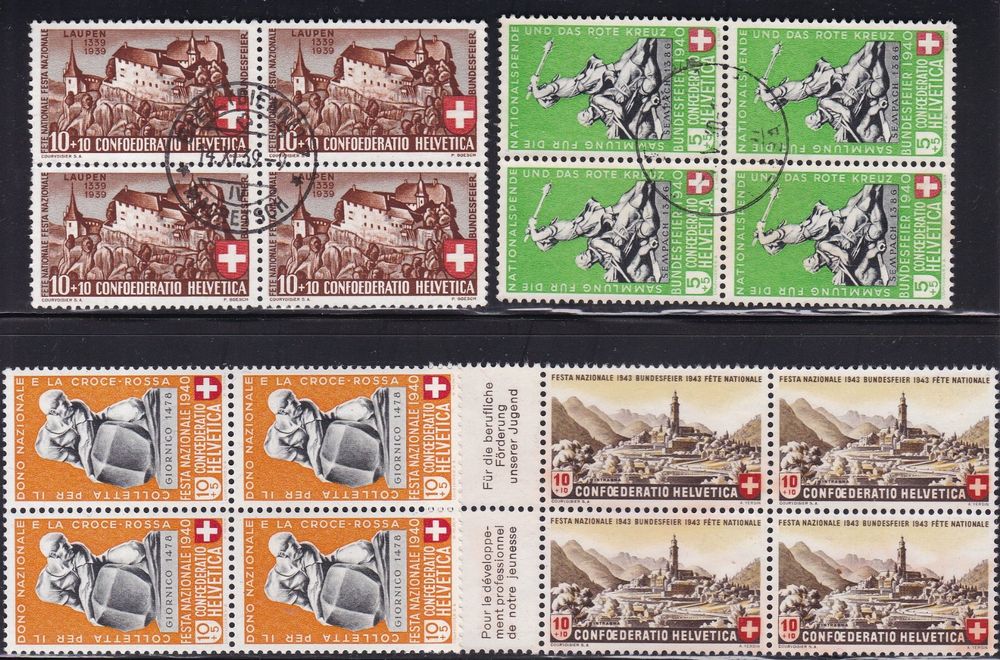 14 Stk. Pro Patria Viererblocks ab 1939 (Gebraucht) in Münchwilen AG für CHF 8 – mit Lieferung ...