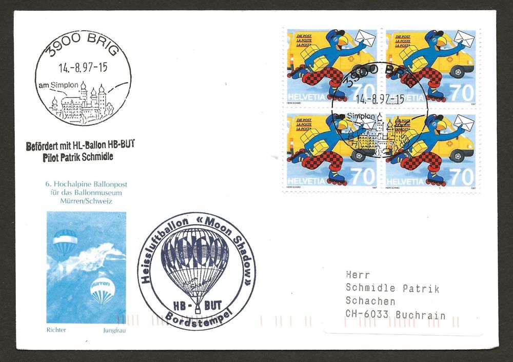 Ballon Schweiz 1997 Mürren Brig Luftpost Globi (Gebraucht) in Au ZH für CHF 0.5 – mit Lieferung ...