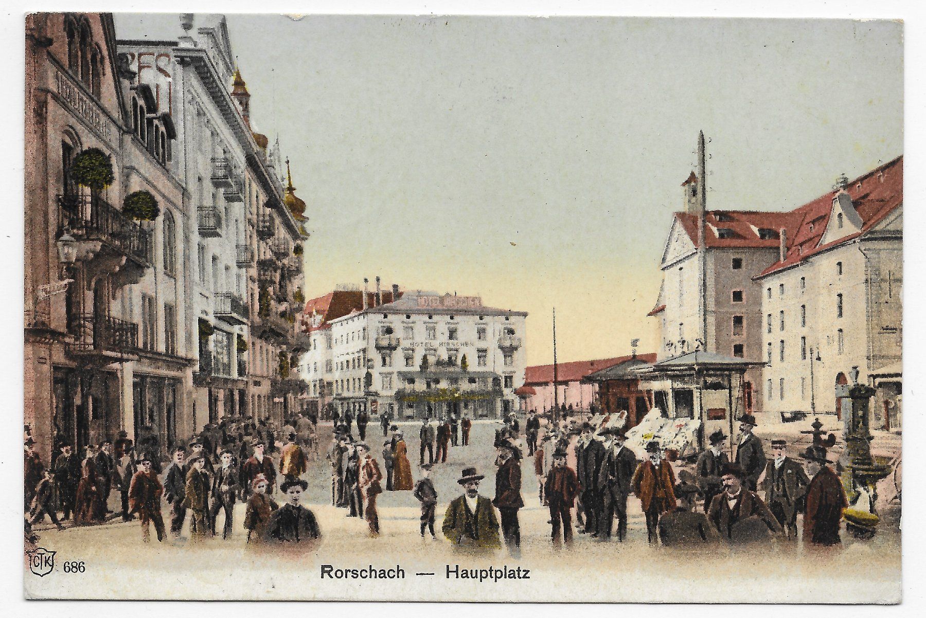 Rorschach, Hautplatz um 1910 → Hotel Hirschen (Gebraucht) in Hefenhofen ...