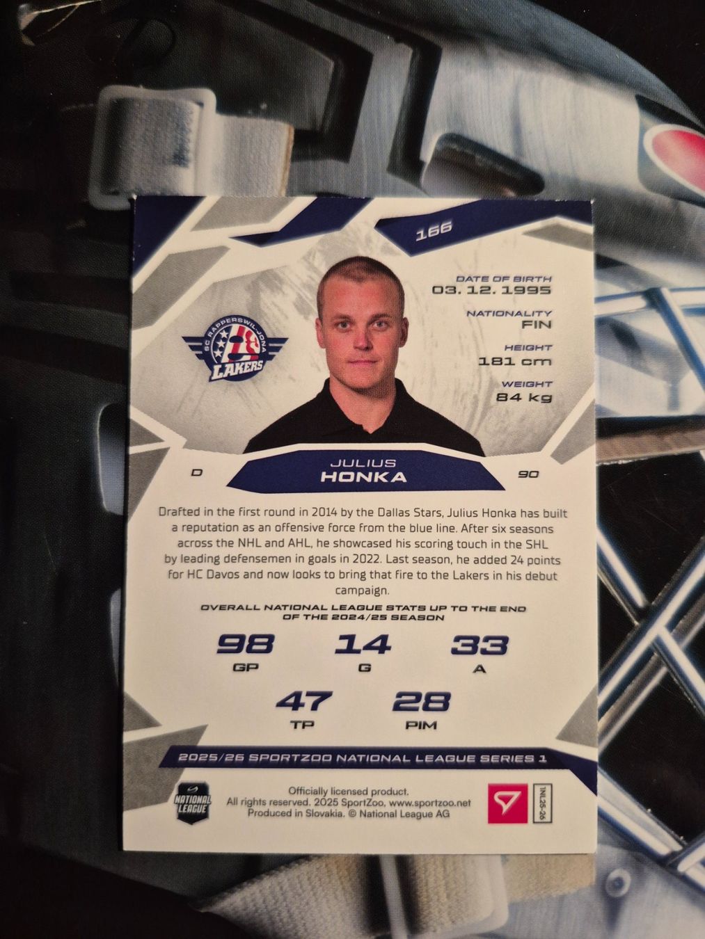 Julius Honka Rapperswil Jona Lakers Sportzoo 2025/26 (Gebraucht) in ...