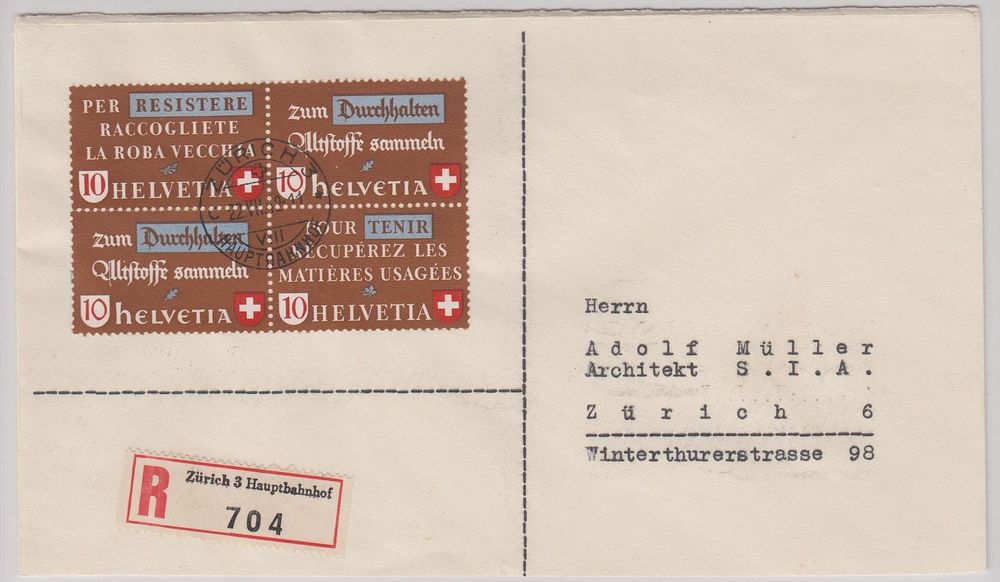 1942: 10 Rp. Altstoff - portgerechter VB-Brief/SBK 256I ! | Kaufen auf Ricardo