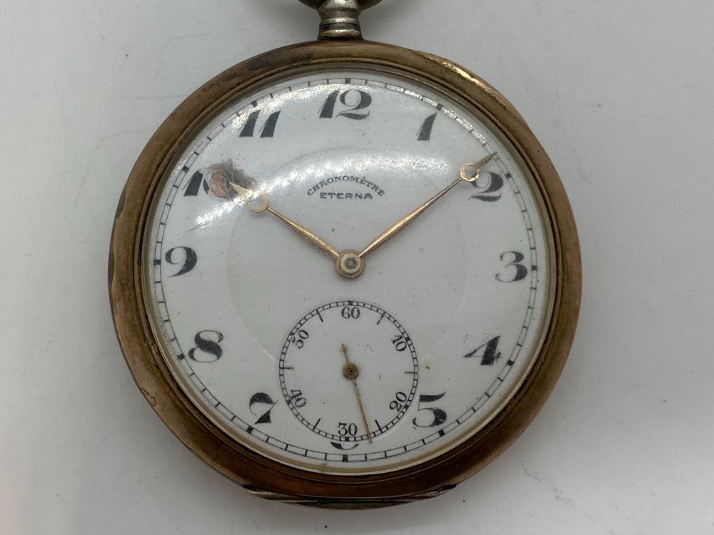 ETERNA Chronometre Taschenuhr 50mm Silber läuft /// E650 (Gebraucht) in ...