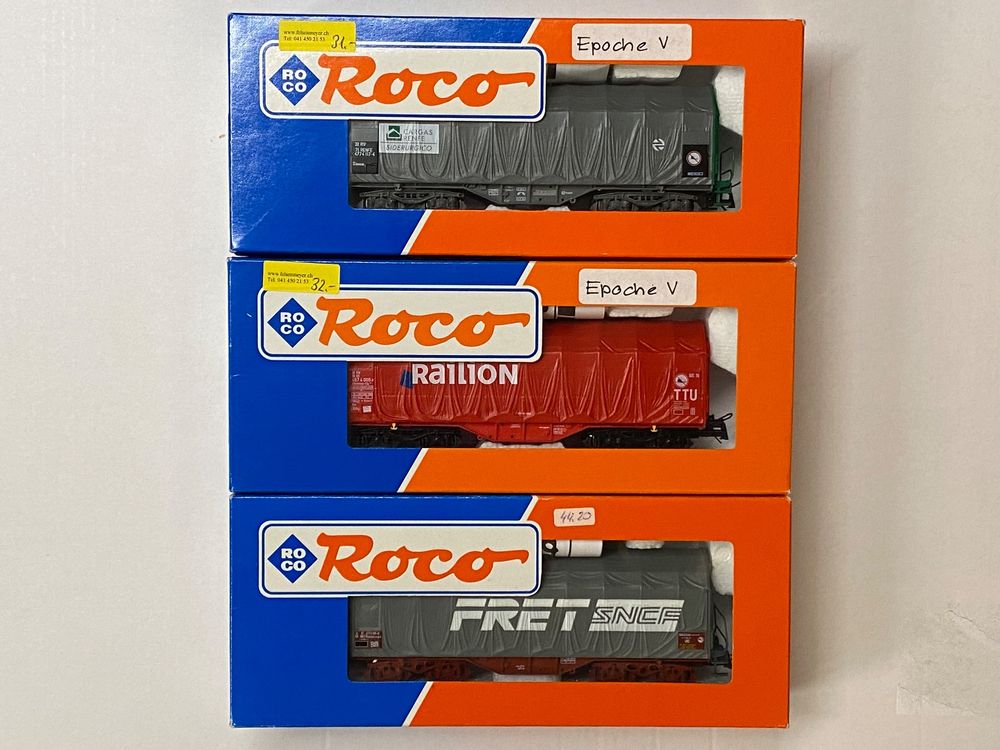 3 x Roco (H0 GS) vierachsige Schiebeplanenwagen (Gebraucht) in für CHF ...