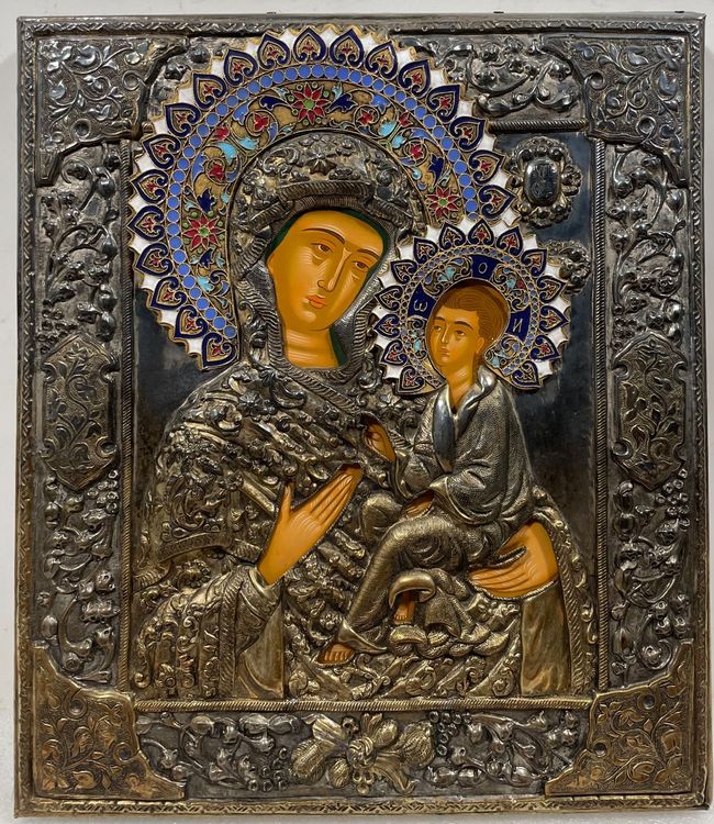 Antike Heilige Ikone Gemälde mit Cloisonne Verzierungen (Gebraucht) in Root für CHF 430 – mit ...