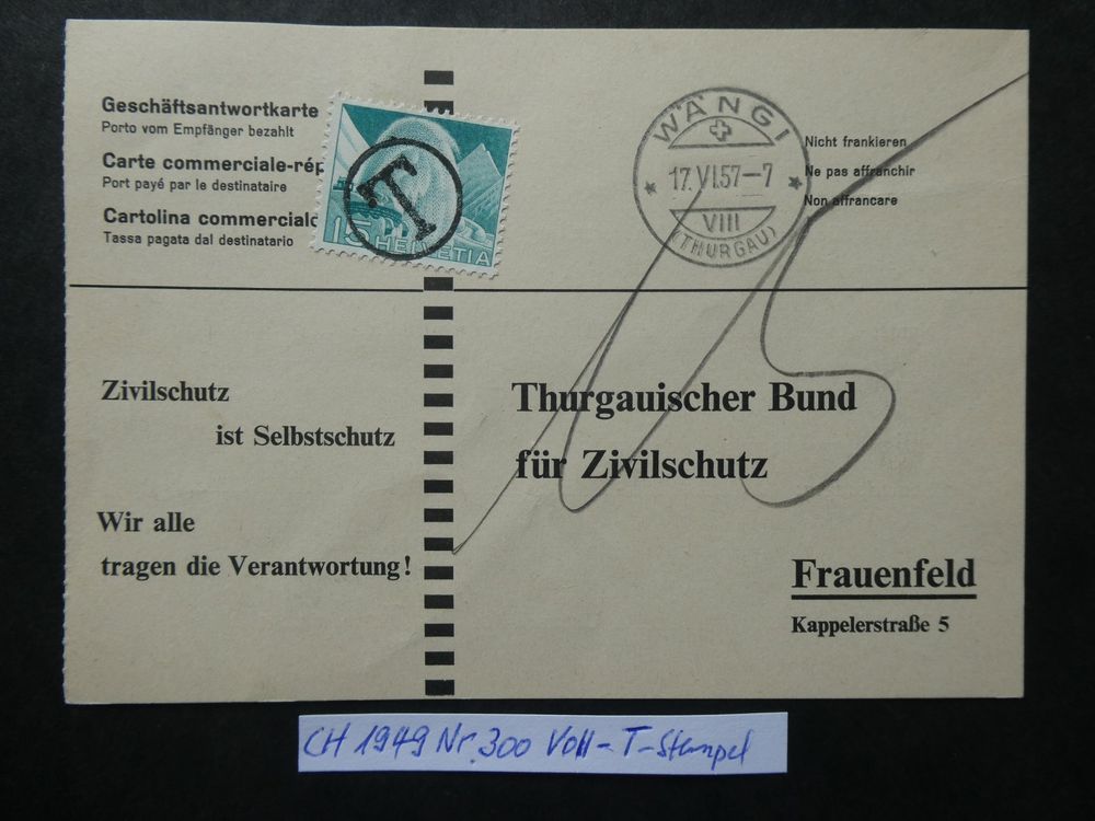 CH 1949 Nr. 300 mit schönem Voll-T-Stempel (Gebraucht) in für CHF 2.5 ...