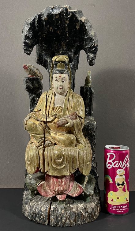 Alte Chine Holz Figur eines Hohenpriester sitz auf Thron (Gebraucht) in ...