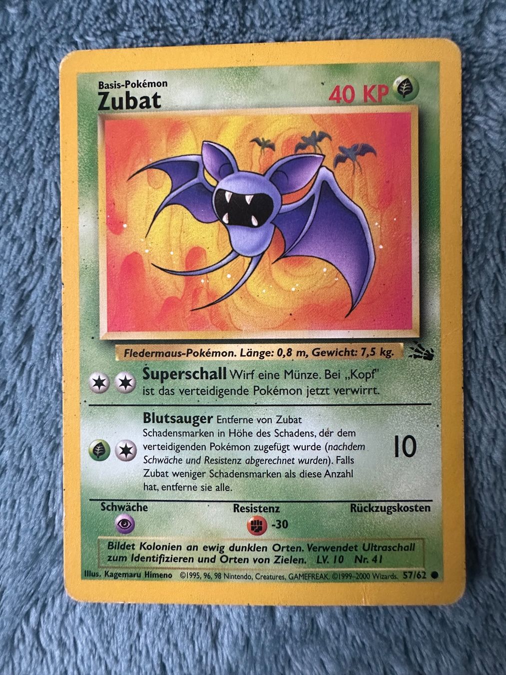 Zubat 57/62 Vintage Pokemon Karte Base Set 1999 (Gebraucht) in ...