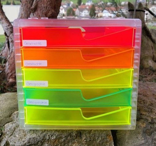 Styro Schubladenbox NeonLine, 5 Schubladen, Transparent (Gebraucht) in ...