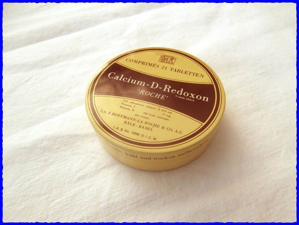 alte Blechdose "CALCIUM-D-Redoxon" von Roche (Usato) a per CHF 5 – con ...