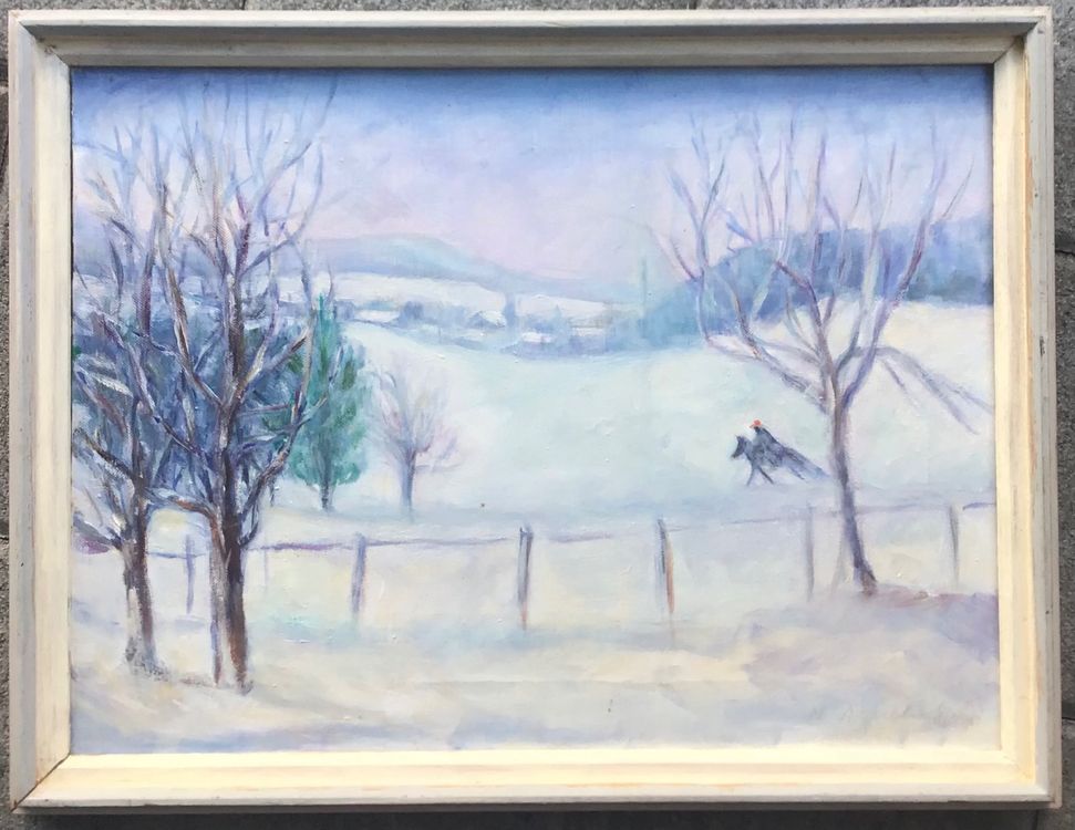 Winterlandschaft Gemälde Unleserlich Signiert | Kaufen auf Ricardo