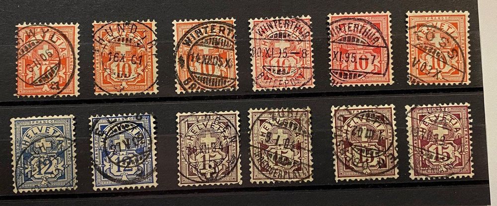 Lot 10 Ziffern perfekte Stempel, Seltene Nüancen, SBK 120.- (Gebraucht ...