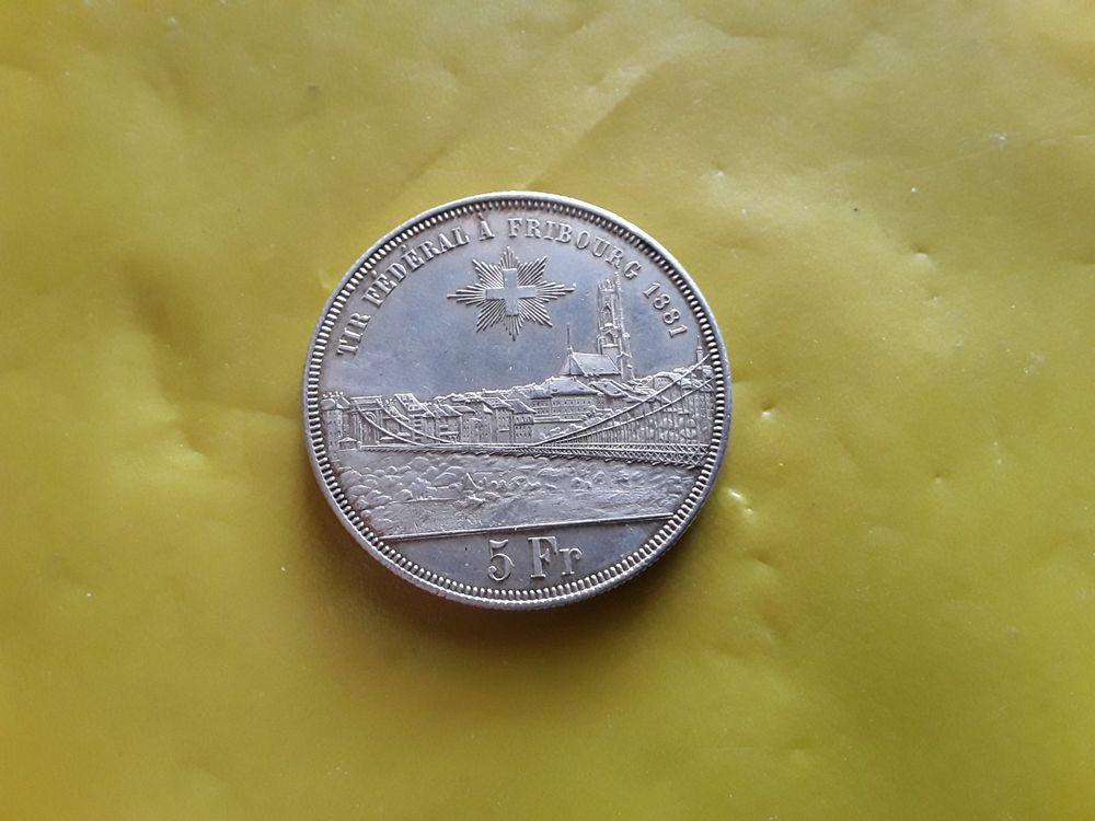 Tir Federal Fribourg 1881 5 Fr. Schützentaler, Silber (Gebraucht) in Biel/Bienne für CHF 76 ...