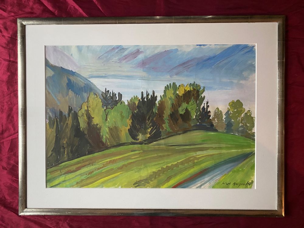 Grosses Aquarell/Gouache Wald-Berglandschaft, Karl Aegerter (Gebraucht) in Rünenberg für CHF 450 ...