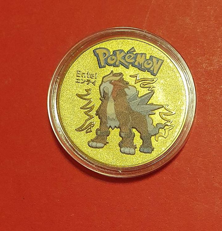 Pokemon 😺 Entei 😺 (Goldmünze) Sammelmünze (NEU/OVP) (Neu und ...