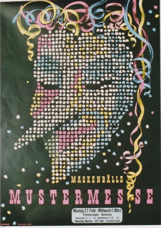 MUSTERMESSE BASEL MASKENBAELLE 1950 - Original Plakat (Gebraucht) in Blonay für CHF 175 – mit ...